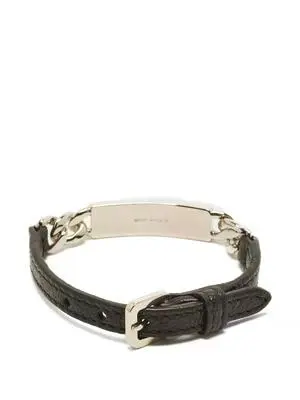 Miu Miu Logo Plaque Leather Bracelet - Silver