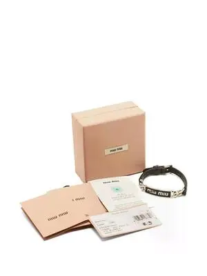Miu Miu Logo Plaque Leather Bracelet