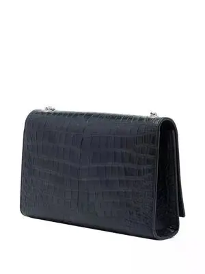Saint Laurent 2017 Medium Croc Embossed Leather Monogram Kate Tassel Crossbody Bag