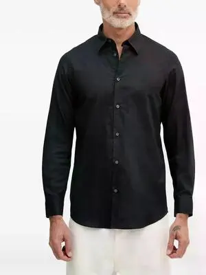 Armani Exchange Logo-embroidered Long-sleeve Shirt - Black