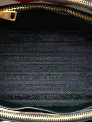 Prada City Calf Trimmed Saffiano Greche Paradigme Bag Satchel - Blue