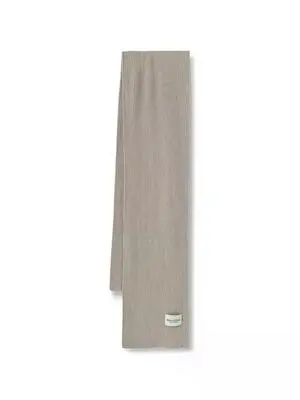 Marc O'polo Ribbed-knit Logo-patch Scarf - Neutrals