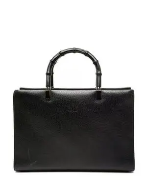 Gucci Grained Calfskin Bamboo Handbag