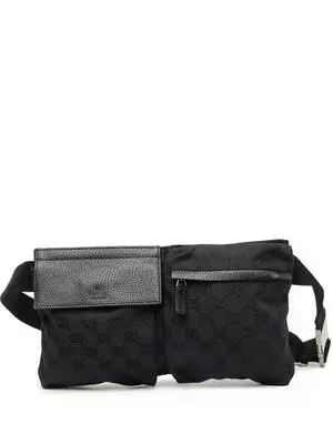 Gucci 2000-2015 Gg Canvas Double Pocket Belt Bag - Black