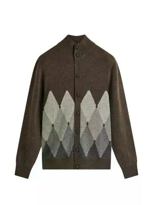BALLANTYNE Argyle Intarsia Cardigan - Brown