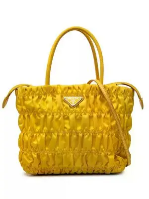 Prada 2013-2026 Tessuto Gaufre Satchel - Yellow