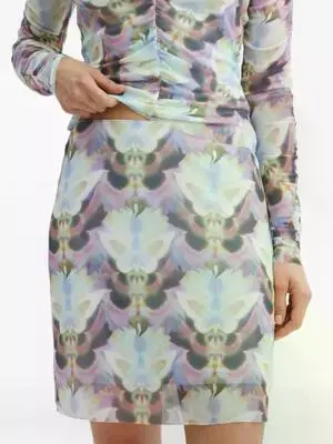 RÉSUMÉ Butterfly-print Mesh Mini Skirt - Blue