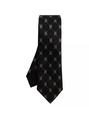 Moschino Monogram Silk Neck Tie - Black