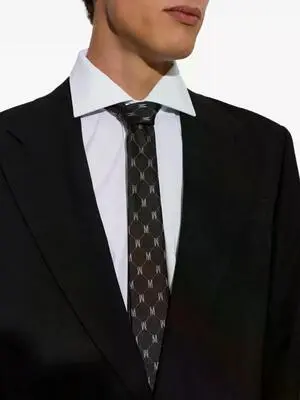 Moschino Monogram Silk Neck Tie - Black