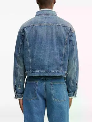 BEAMS Distressed Denim Jacket - Blue