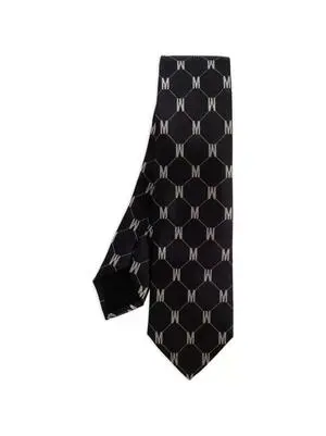 Moschino Monogram Silk Neck Tie - Black