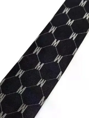 Moschino Monogram Silk Neck Tie - Black