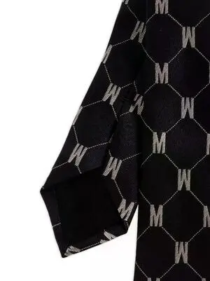 Moschino Monogram Silk Neck Tie - Black