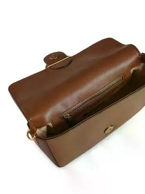 Pinko Love Birds Leather Shoulder Bag - Brown