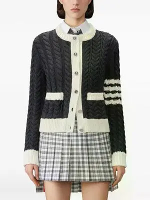 Thom Browne Merino-wool 4-bar Aran-cable Cardigan