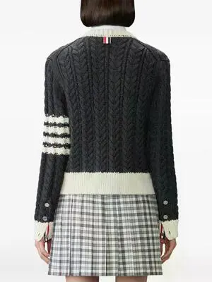 Thom Browne Merino-wool 4-bar Aran-cable Cardigan