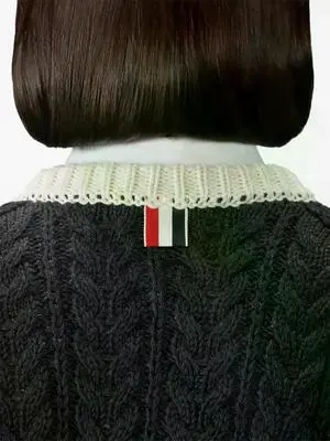 Thom Browne Merino-wool 4-bar Aran-cable Cardigan