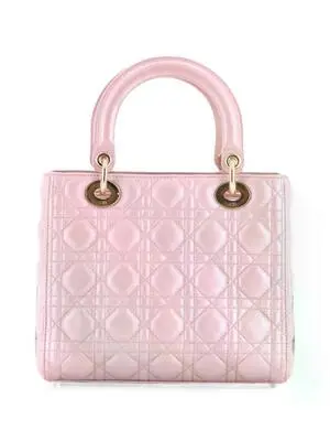 Dior Lady Bag Cannage Quilt Metallic Leather Satchel