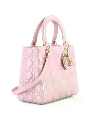 Dior Lady Bag Cannage Quilt Metallic Leather Satchel