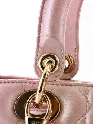 Dior Lady Bag Cannage Quilt Metallic Leather Satchel