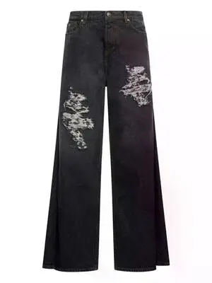 John Richmond Distressed Wide Leg Jeans