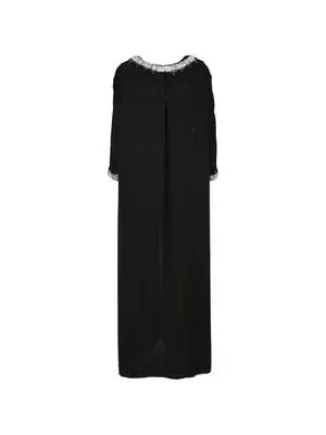LOODYANA Hand-embroidered Cape Detail Jumpsuit - Black