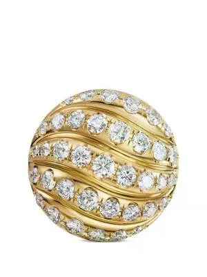 David Yurman Sculpted Cable Diamond Earrings In 18k Yellow