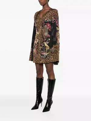 Etro Leopard Print Cape Sleeve Dress