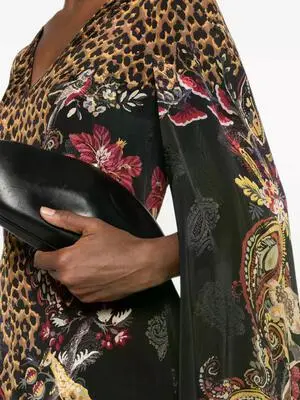 Etro Leopard Print Cape Sleeve Dress