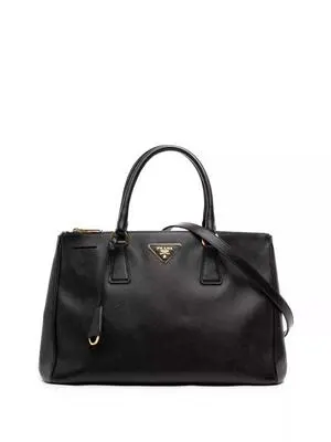 Prada 2013-2026 Medium Saffiano Lux Galleria Double Zip Satchel - Black