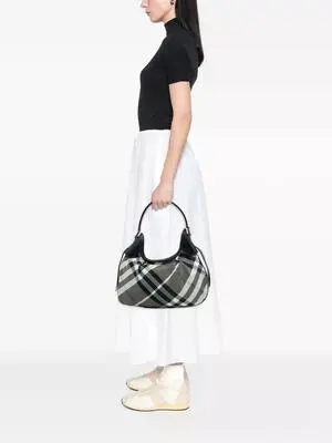 Burberry Nova Check Nylon Hobo Shoulder Bag