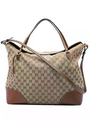 Gucci 2016-2026 Large Gg Canvas Bree Fold Over Tote Satchel - Neutrals