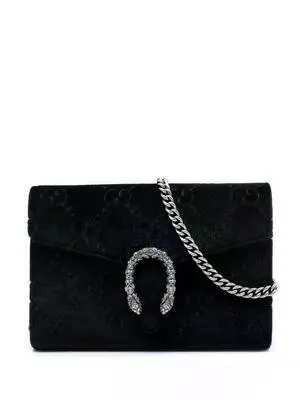 Gucci Gg Velvet Dionysus Wallet On Chain Crossbody Bag - Black
