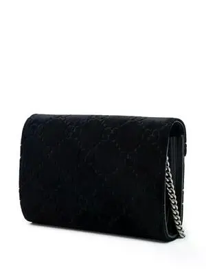 Gucci Gg Velvet Dionysus Wallet On Chain Crossbody Bag - Black