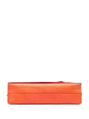 Loewe 2015 Linen Embossed Calfskin Vega Crossbody Bag - Orange
