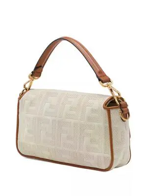 Fendi 2010-2026 Zucca Embroidered Canvas Baguette Satchel