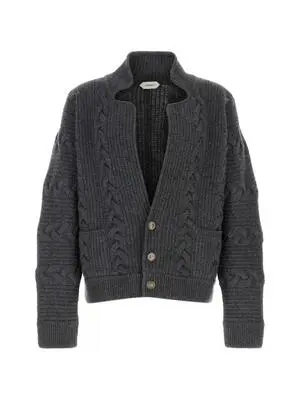 Versace Wool & Cashmere Knit Cardigan - Grey