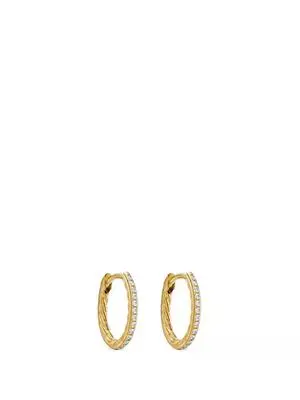 David Yurman 18k Yellow Diamond Pavé Hoop Earrings - Gold