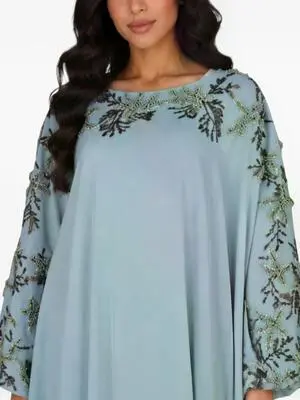 LOODYANA Embroidered Long-sleeve Maxi Kaftan Dress - Green