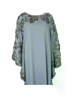 LOODYANA Embroidered Long-sleeve Maxi Kaftan Dress