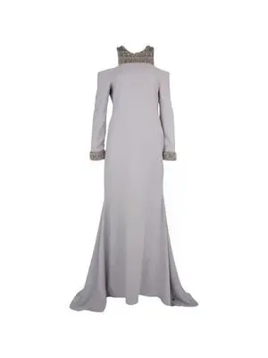 LOODYANA Gladiolus Embellished Off-shoulder Maxi Dress - Grey