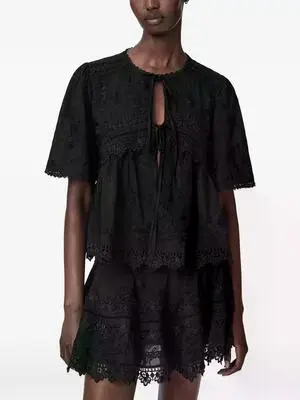 ALLSAINTS Lillith Embroidered Short-sleeve Blouse