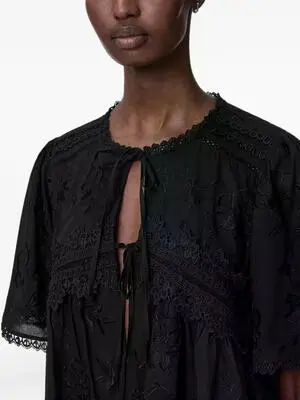 ALLSAINTS Lillith Embroidered Short-sleeve Blouse