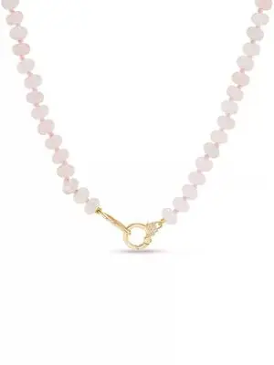 Sorellina Rose Quartz And Diamond Beaded Necklace - Gold