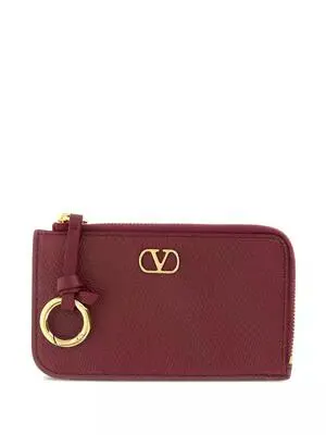 Valentino Garavani Vlogo Signature Leather Cardholder - Red