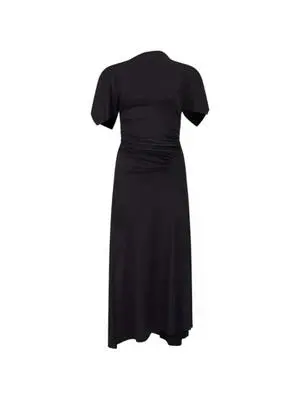 Victoria Beckham Gathered Asymmetric-hem Midi Dress