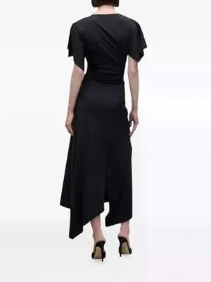 Victoria Beckham Gathered Asymmetric-hem Midi Dress