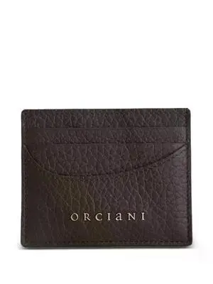 Orciani Logo-plaque Pebbled-leather Cardholder - Brown