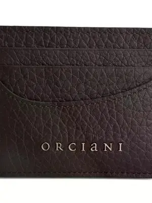 Orciani Logo-plaque Pebbled-leather Cardholder - Brown