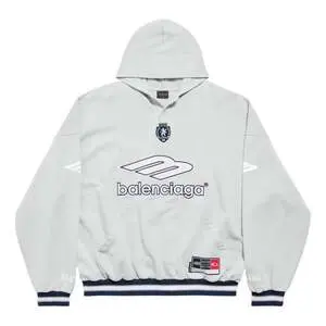 Balenciaga 3b Football Polo Hoodie - Grey/white